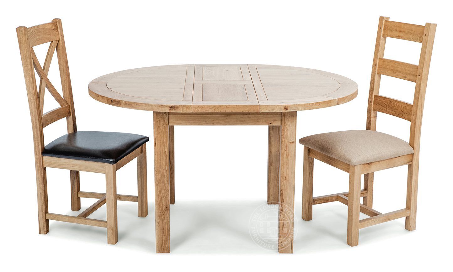 London Road Reims Extending Round Oak Dining Table - London Road Furniture