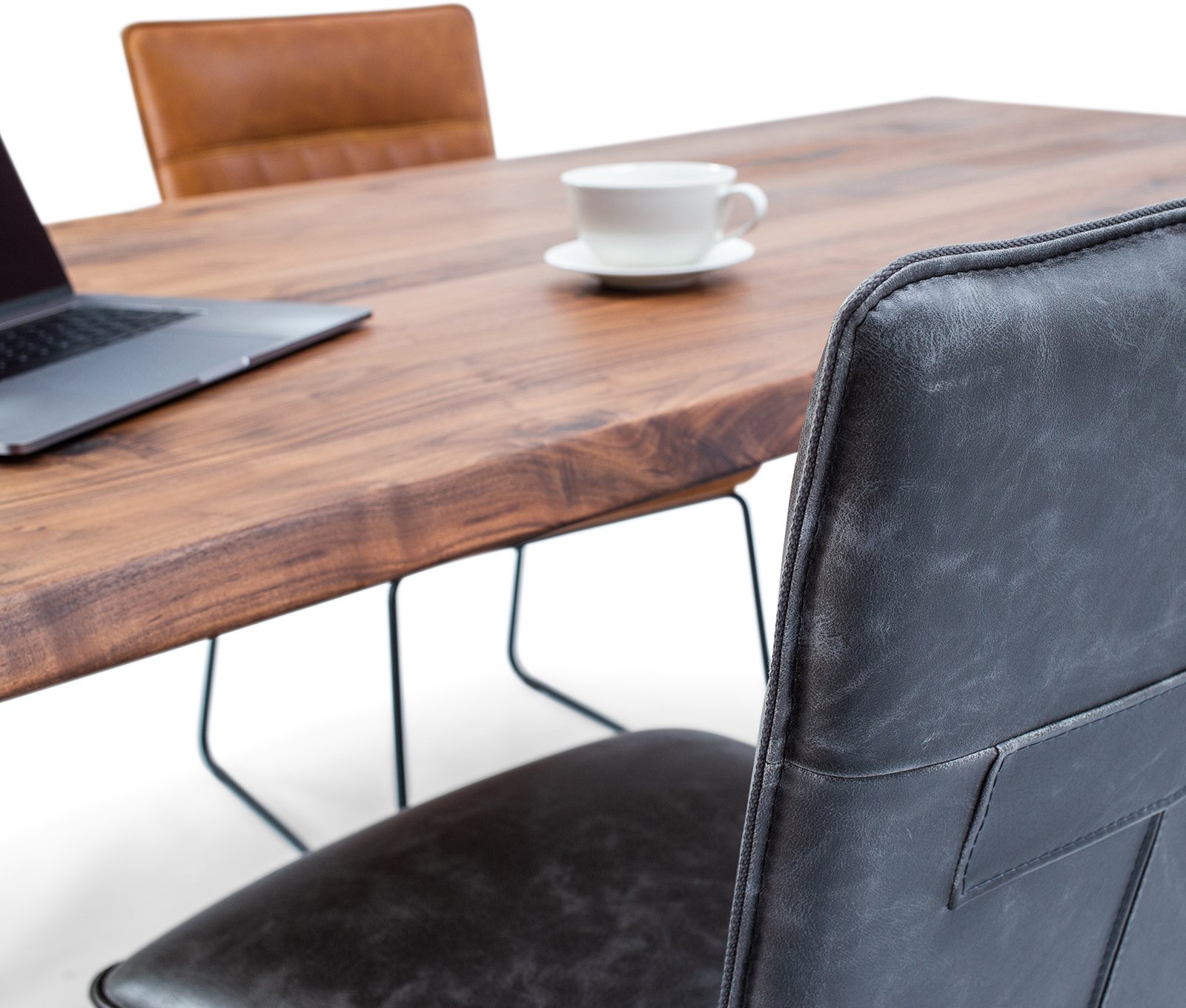 London Road Thor Walnut Dining Table With Wooden Leg - London Road Furniture