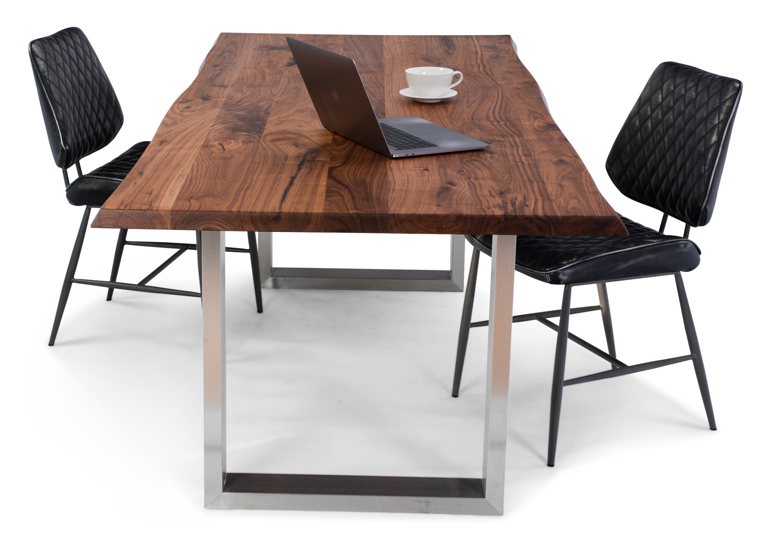 London Road Thor Walnut Dining Table With Wooden Leg - London Road Furniture