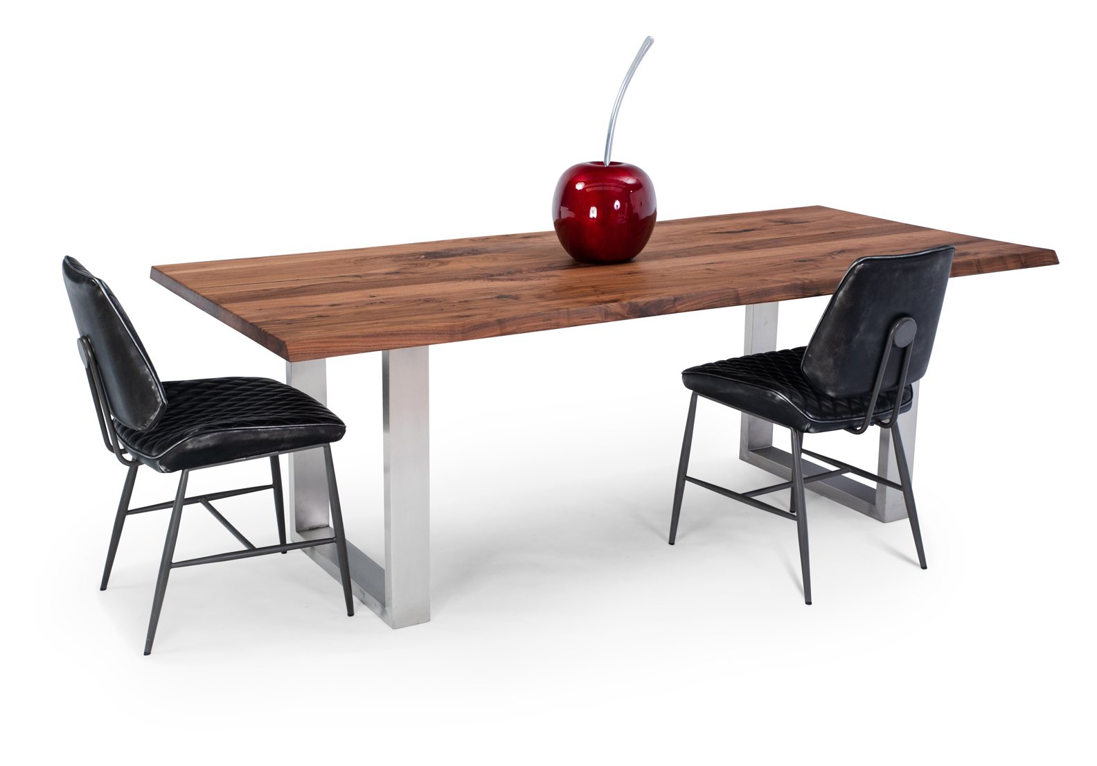 London Road Thor Walnut Dining Table With Wooden Leg - London Road Furniture