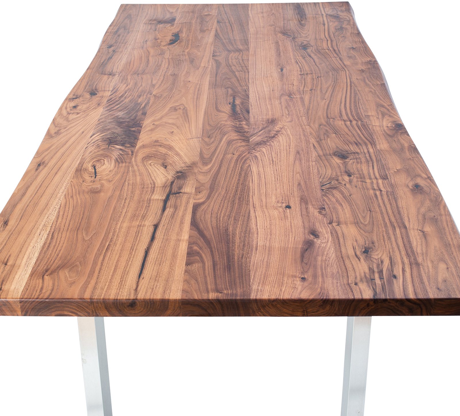 London Road Thor Walnut Dining Table With Stainless Leg - London Road Furniture